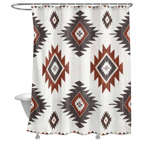 Bathroom Shower Curtain Brown Bohemian Aztec Geometric Waterproof ...