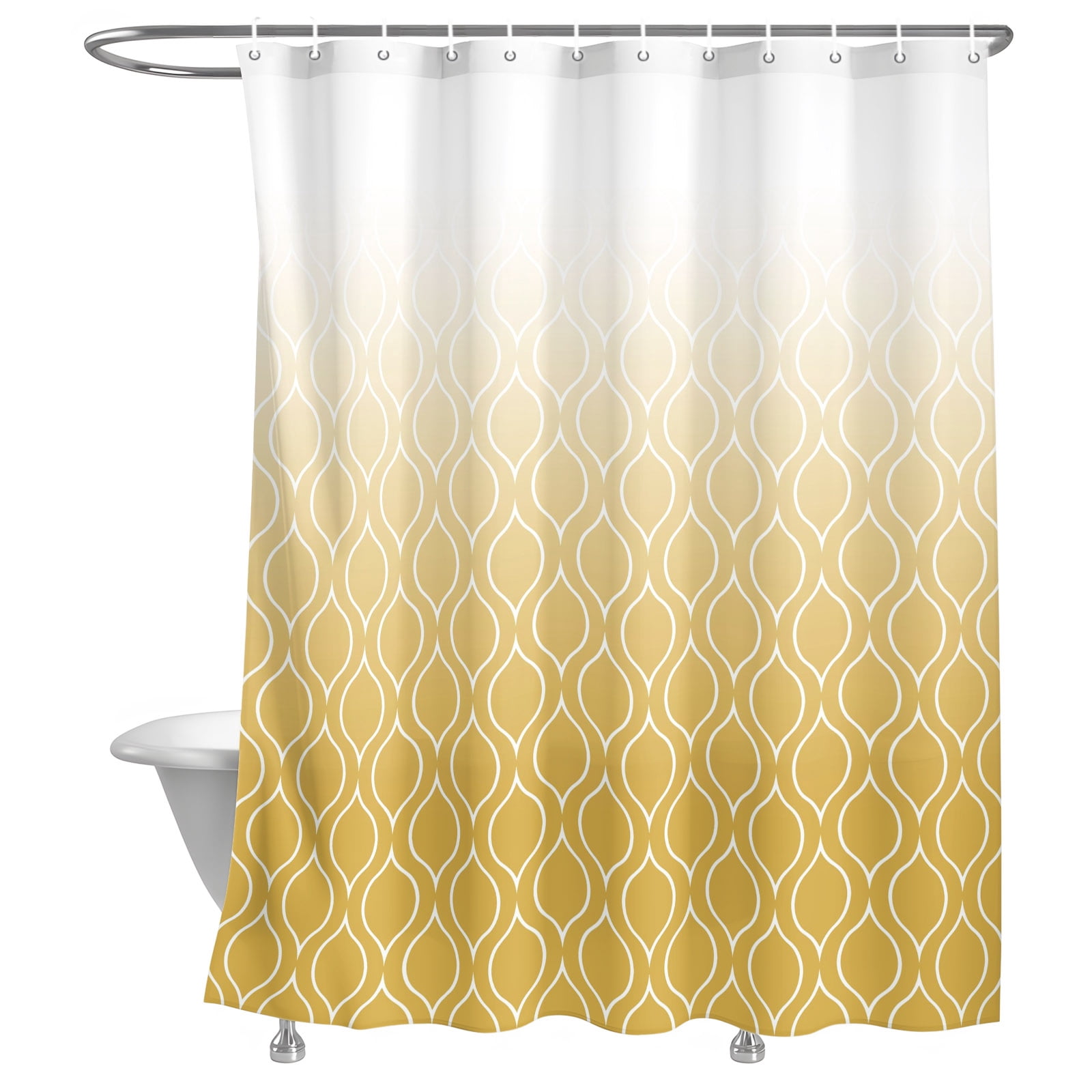 Bathroom Shower Curtain Burnt Orange Gradient White Lattice Waterproof ...