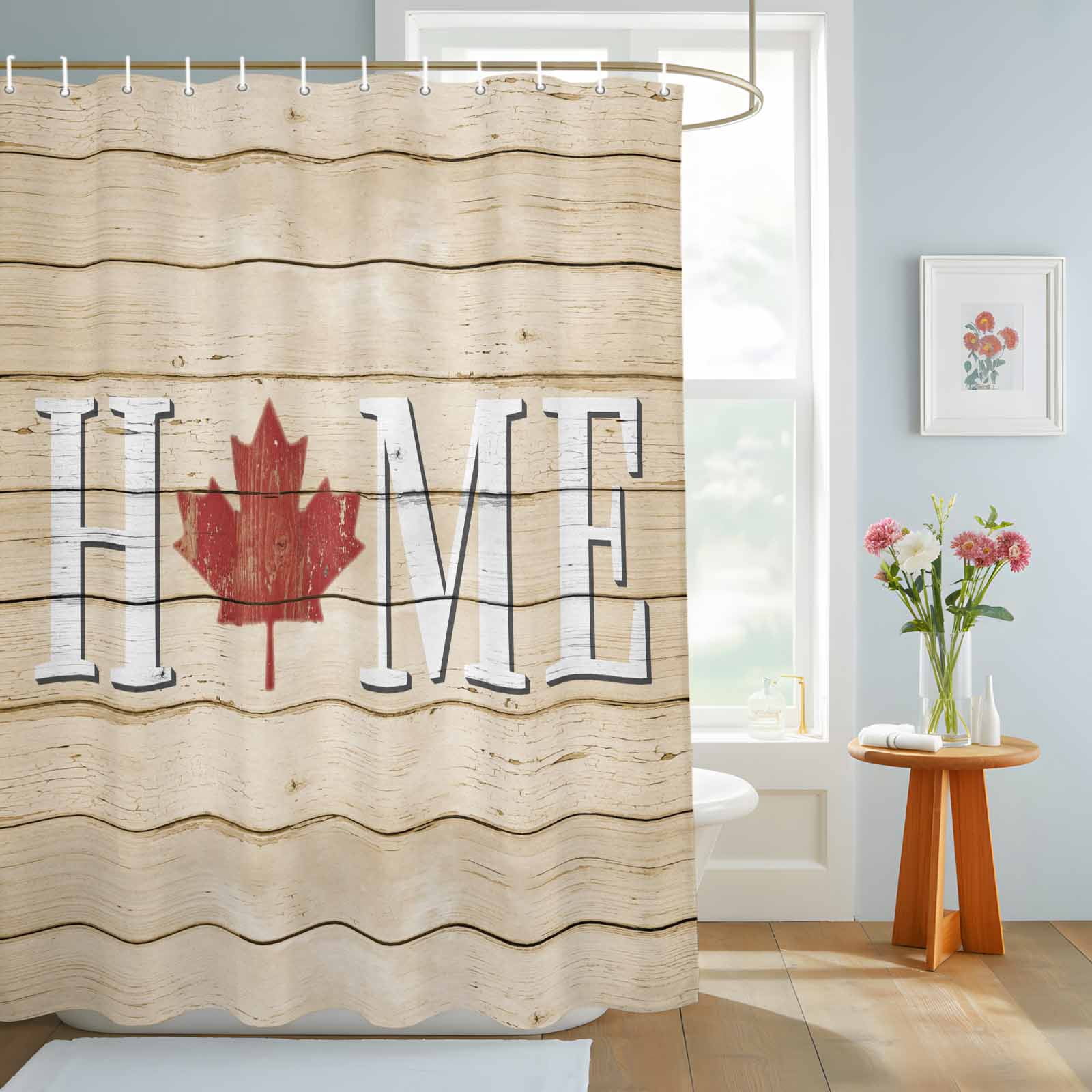 Bathroom Shower Curtain Canadian Day Home Words Waterproof Shower ...