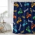 Bathroom Shower Curtain Cartoon Car Blue Green Yellow Waterproof Shower ...