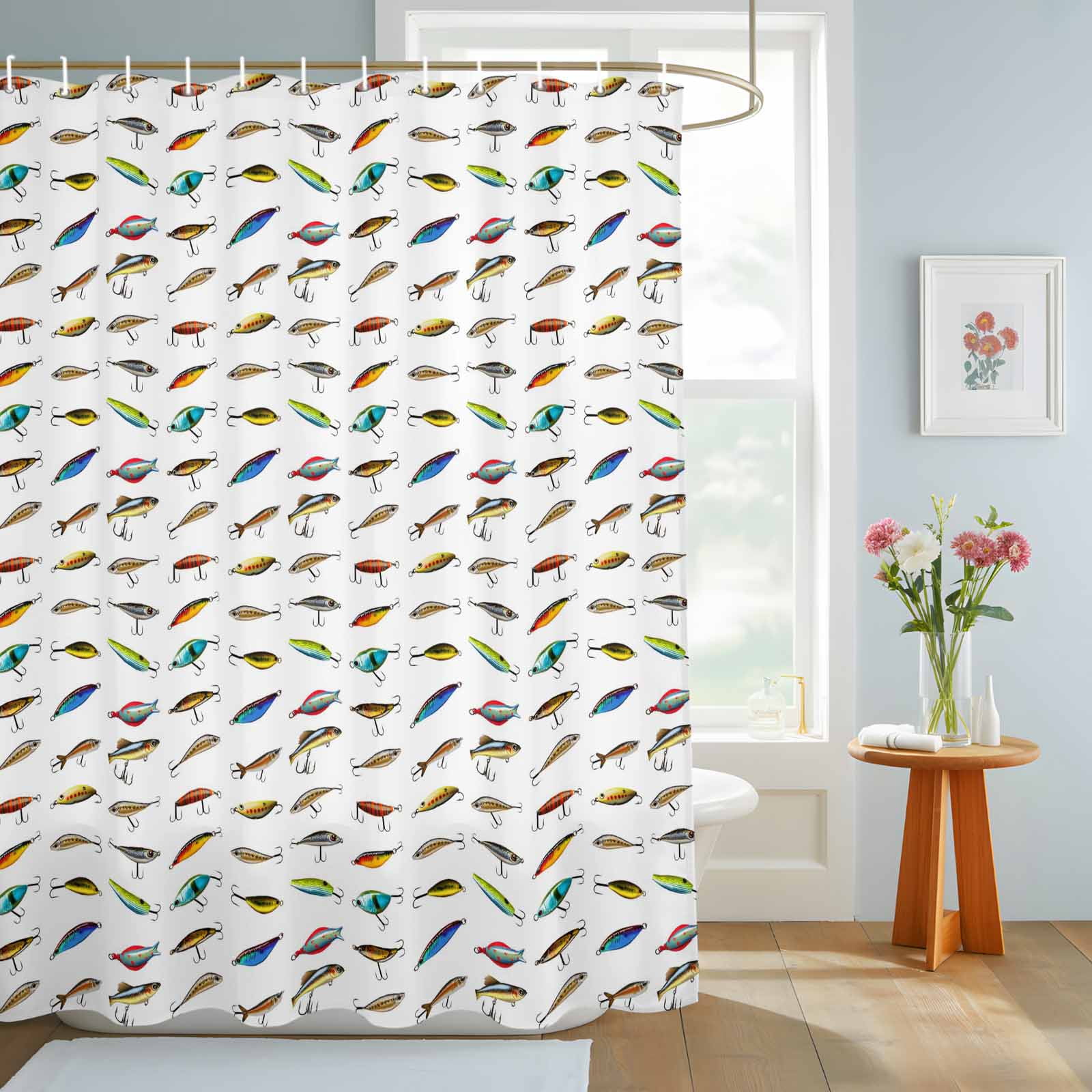 Bathroom Shower Curtain Cartoon Colorful Bait Waterproof Shower ...