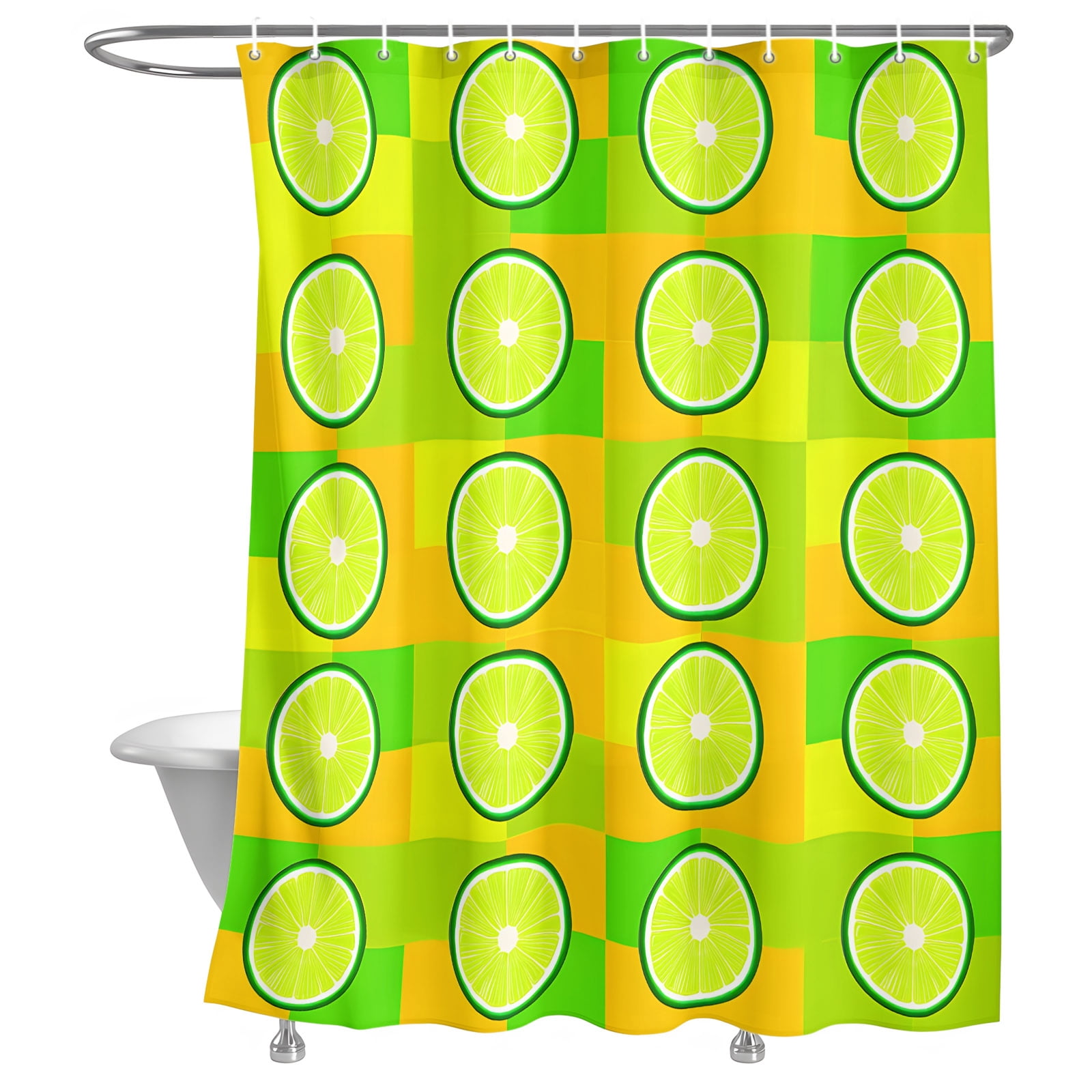 Bathroom Shower Curtain Cartoon Spring Summer Yellow Lemon Waterproof ...