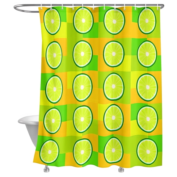 Bathroom Shower Curtain Cartoon Spring Summer Yellow Lemon Waterproof ...