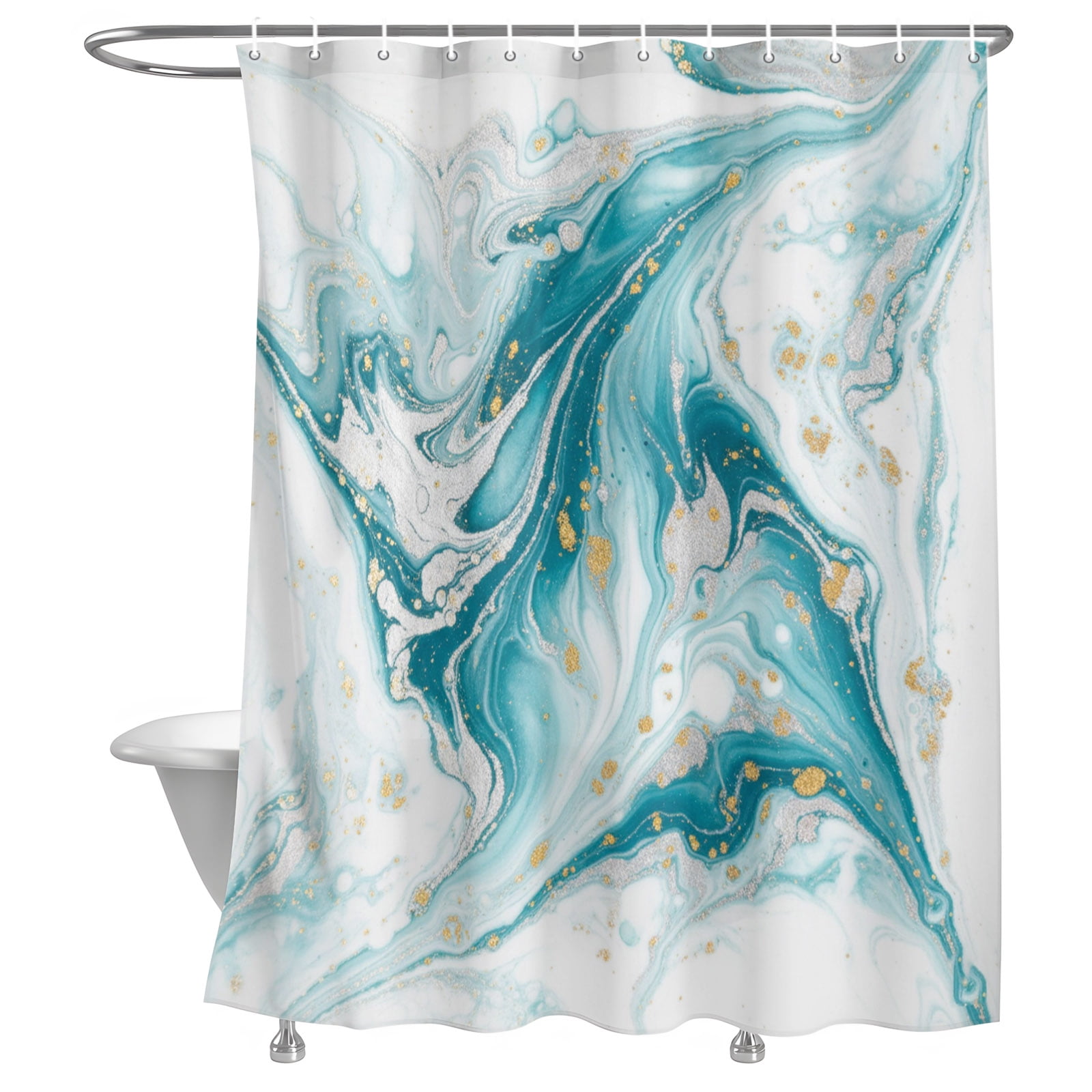 Bathroom Shower Curtain Classic Blue Marble Texture Waterproof Shower ...