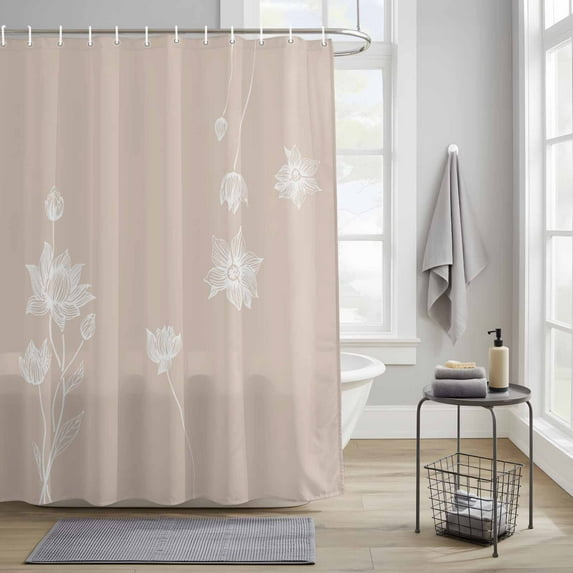 Bathroom Shower Curtain Classic Flower Abstract Leaf Waterproof Shower ...