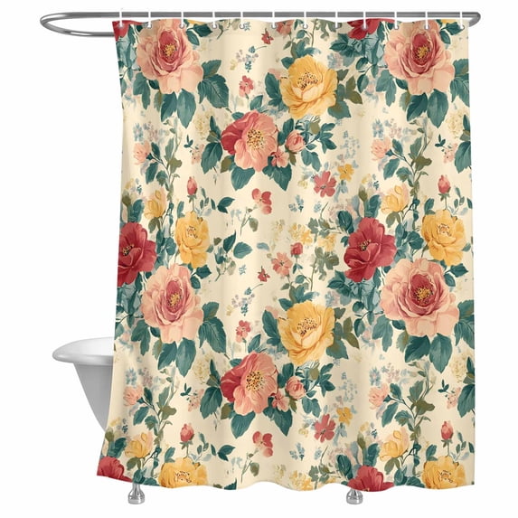 Bathroom Shower Curtain Classic Flower Spring Watercolor Floral ...