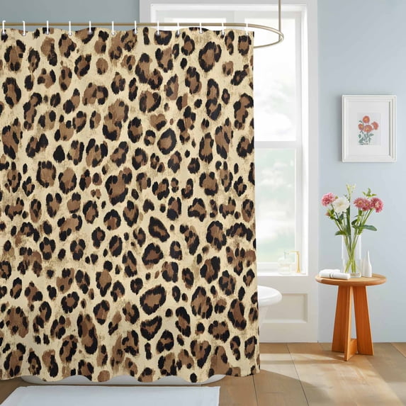 Bathroom Shower Curtain Classic Leopard Print Waterproof Shower ...