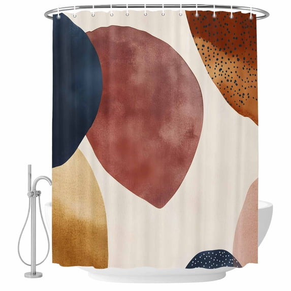 Bathroom Shower Curtain Color Block Terracotta Aesthetic Waterproof ...