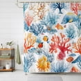 Bathroom Shower Curtain Colorful Coral Fish Blue Ocean Waterproof ...