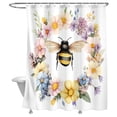 Bathroom Shower Curtain Colorful Flower Wreath Bee Waterproof Shower ...