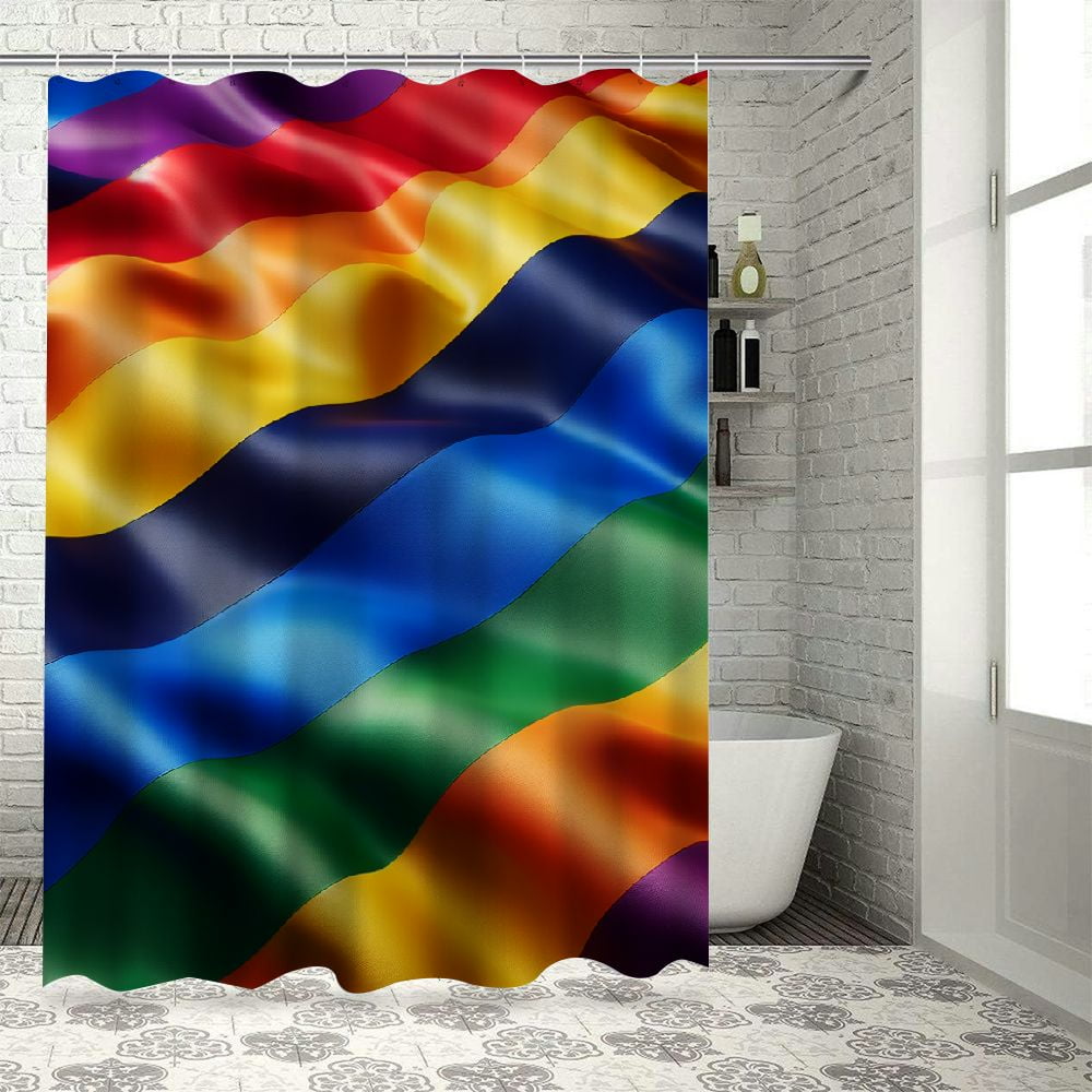 Bathroom Shower Curtain Colorful Gay And Lesbian Pride Rainbow Symbol