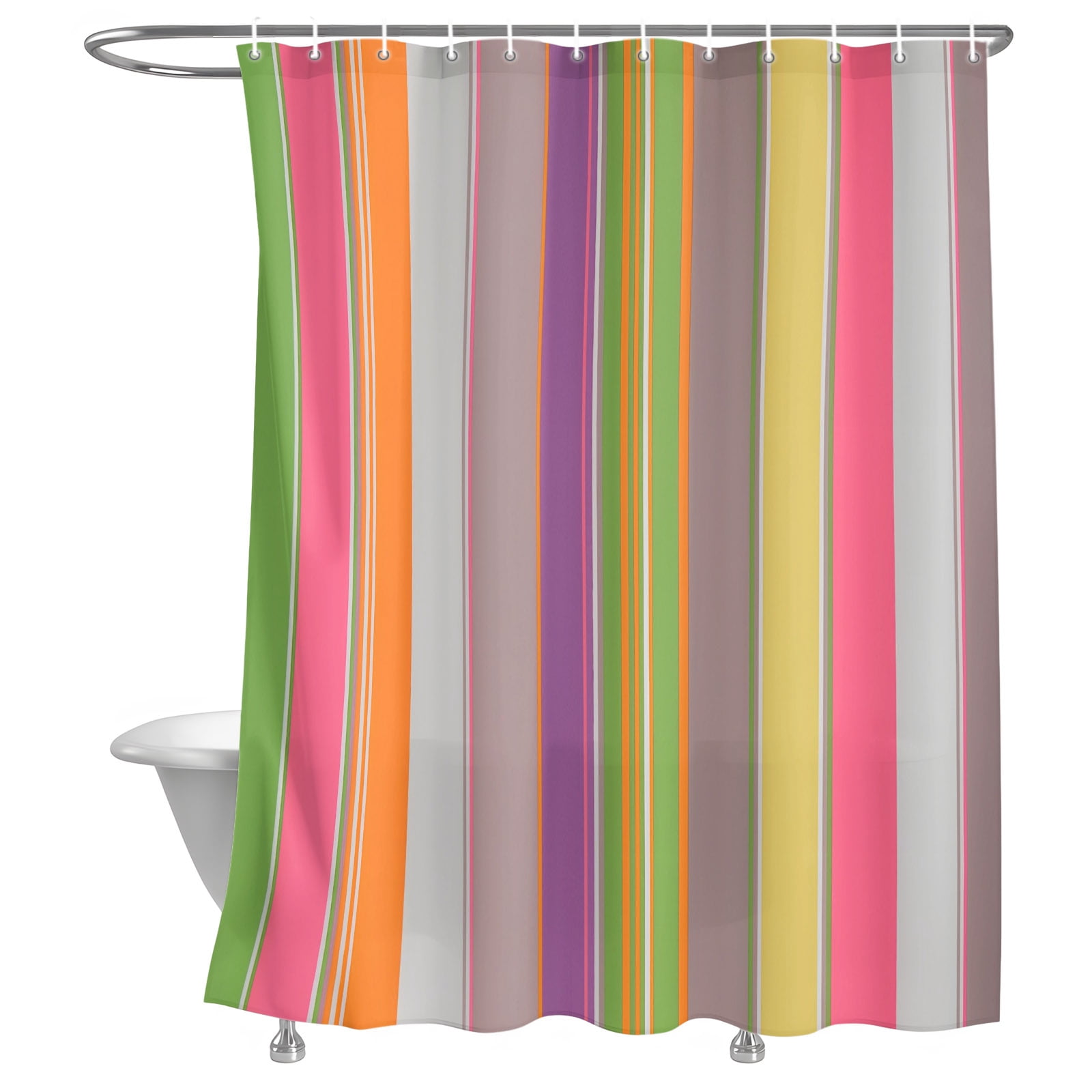 Bathroom Shower Curtain Colorful Stripes Watercolor Waterproof Shower ...