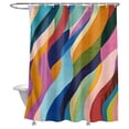 Bathroom Shower Curtain Colorful Wavy Boho Style Waterproof Shower ...