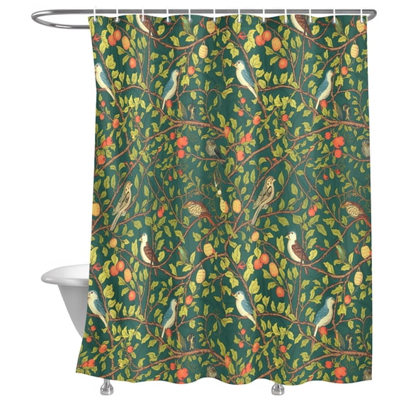 Bathroom Shower Curtain Country Bird Tree Branch Waterproof Shower ...