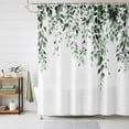 Bathroom Shower Curtain Country Green Eucalyptus Leaf Waterproof Shower ...