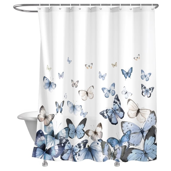 Bathroom Shower Curtain Country Ombre Butterfly White Waterproof Shower ...