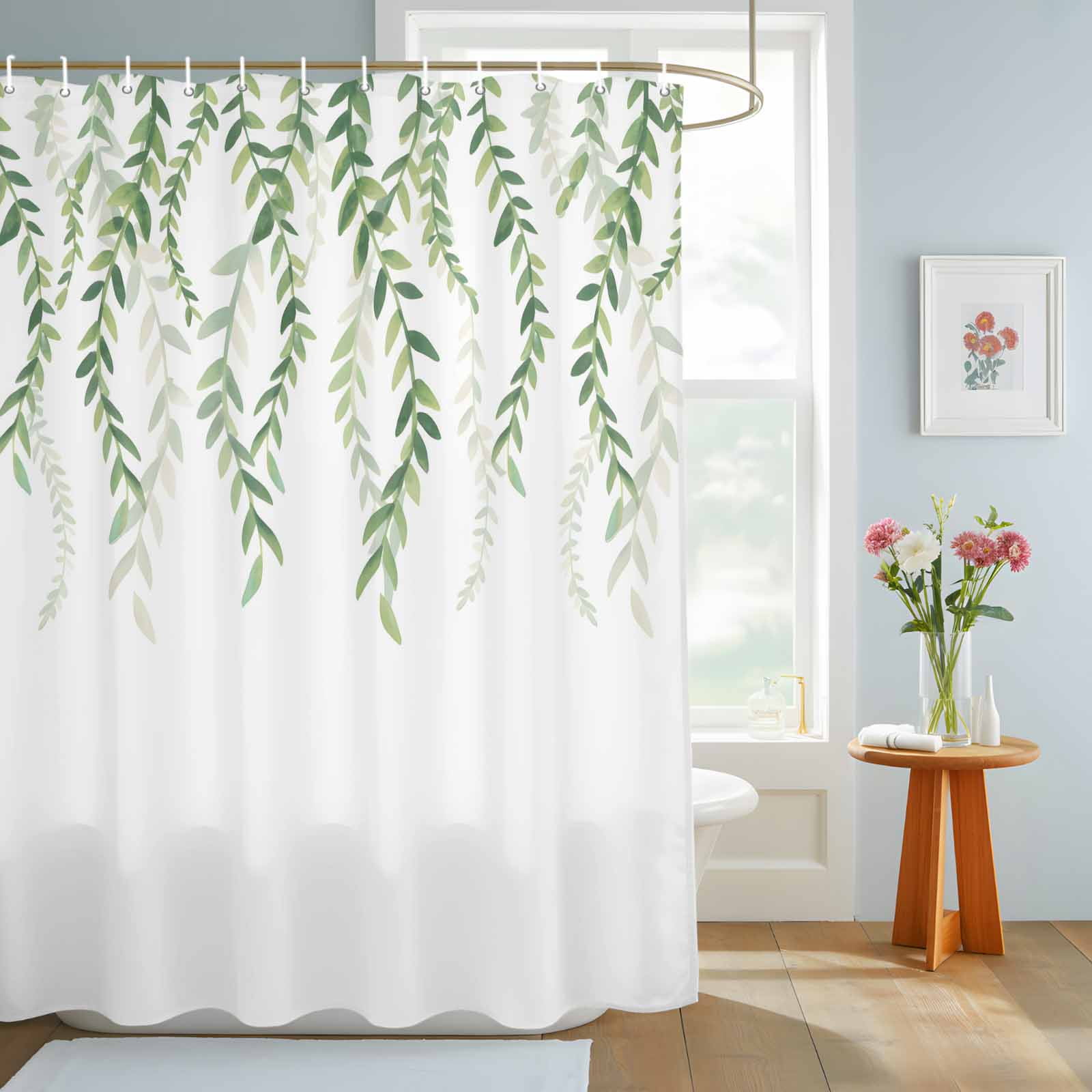 Bathroom Shower Curtain Countryside Farm Botanical Waterproof Shower ...