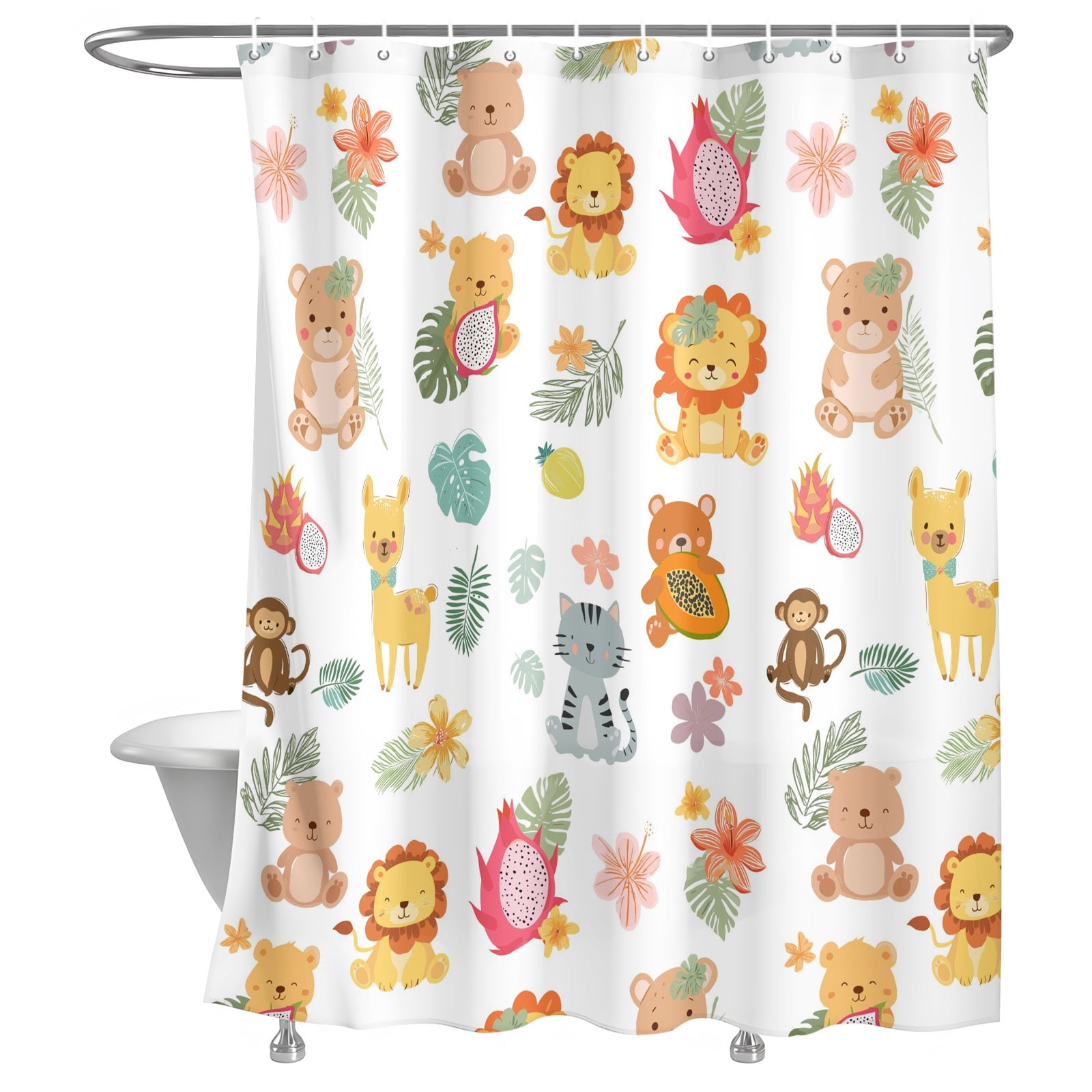 Bathroom Shower Curtain Cute Cartoons Animals Camels Cat Waterproof ...