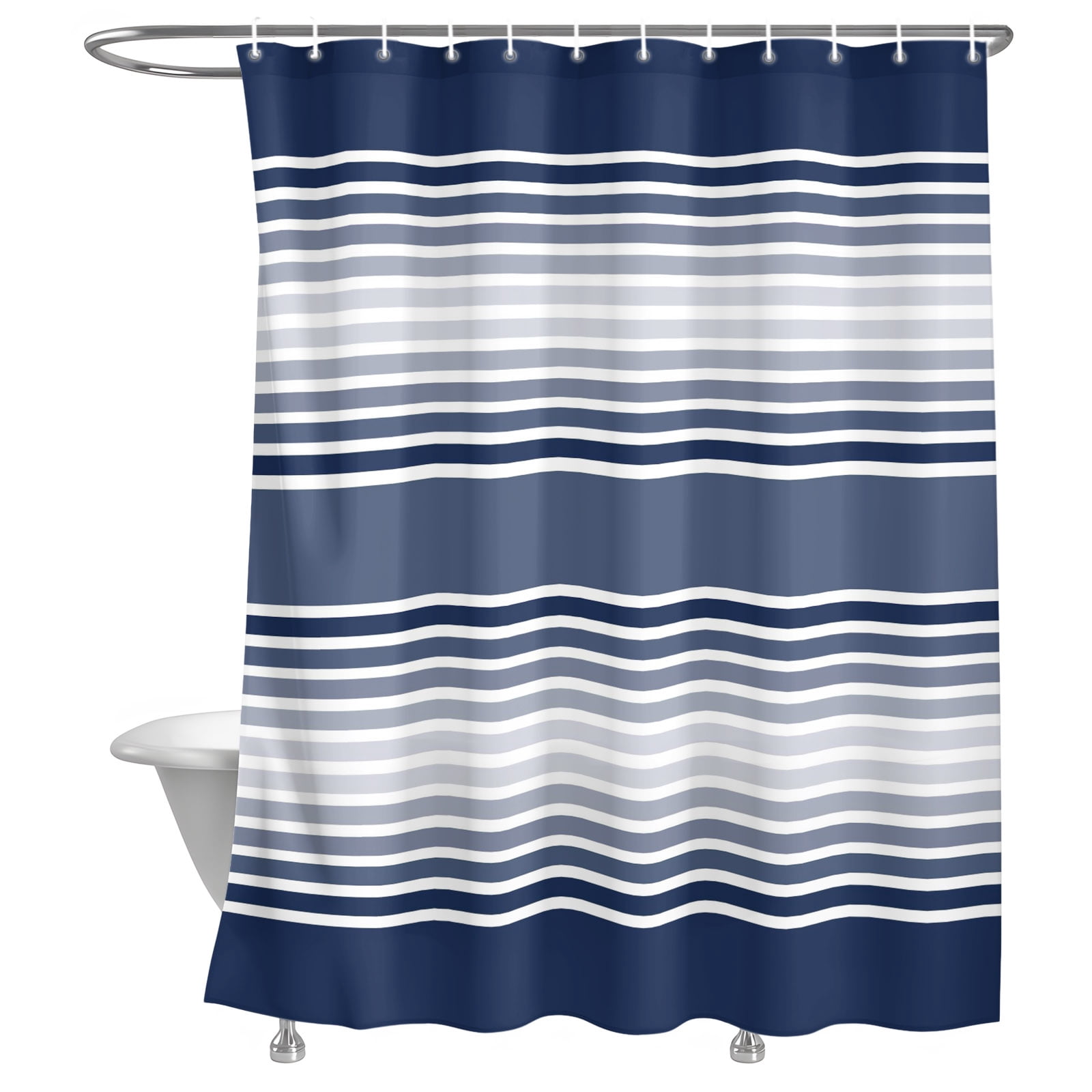 Bathroom Shower Curtain Dark Blue Striped Waterproof Shower Curtains ...