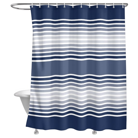 Bathroom Shower Curtain Dark Blue Striped Waterproof Shower Curtains ...