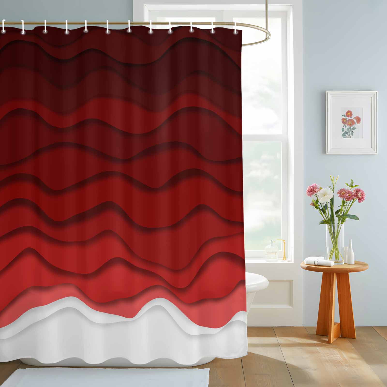 Bathroom Shower Curtain Dark Red Color Gradient Art Waterproof Shower ...