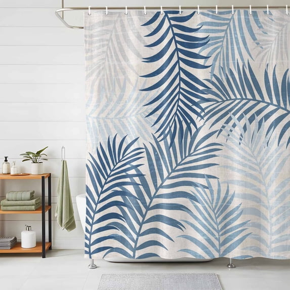 Bathroom Shower Curtain Deep Blue Sea Breeze Leaves Waterproof Shower ...