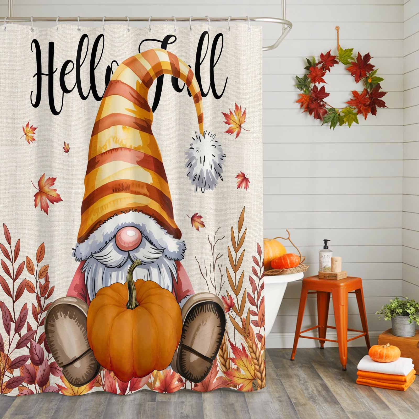 Bathroom Shower Curtain Dwarf Fall Thanksgiving Pumpkin Waterproof ...