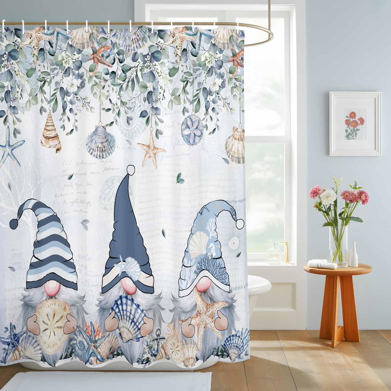 Bathroom Shower Curtain Dwarf Ocean Shell Starfish Waterproof Shower ...