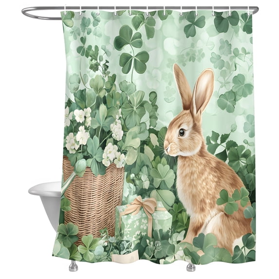 Bathroom Shower Curtain Easter Rabbit St. Patrick Shamrock Waterproof ...