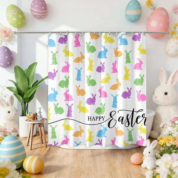 Bathroom Shower Curtain Easter Theme Waterproof Polyester Fabric with ...