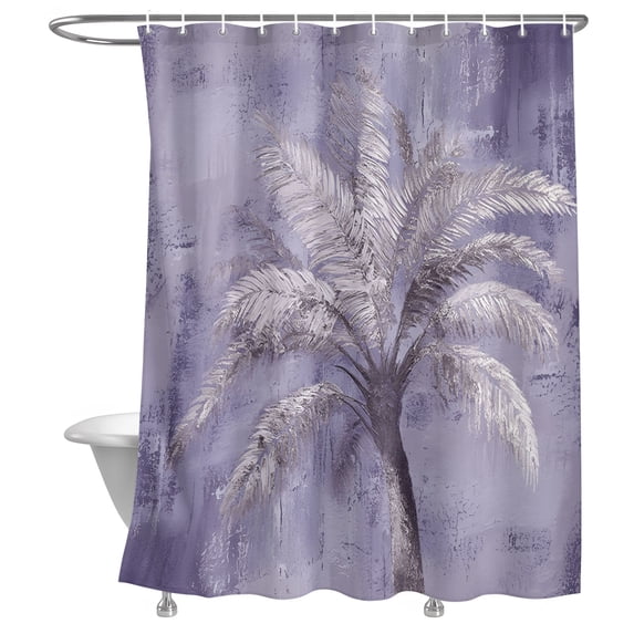 Bathroom Shower Curtain Exotic Palm Tree on Lavender Purple Waterproof ...