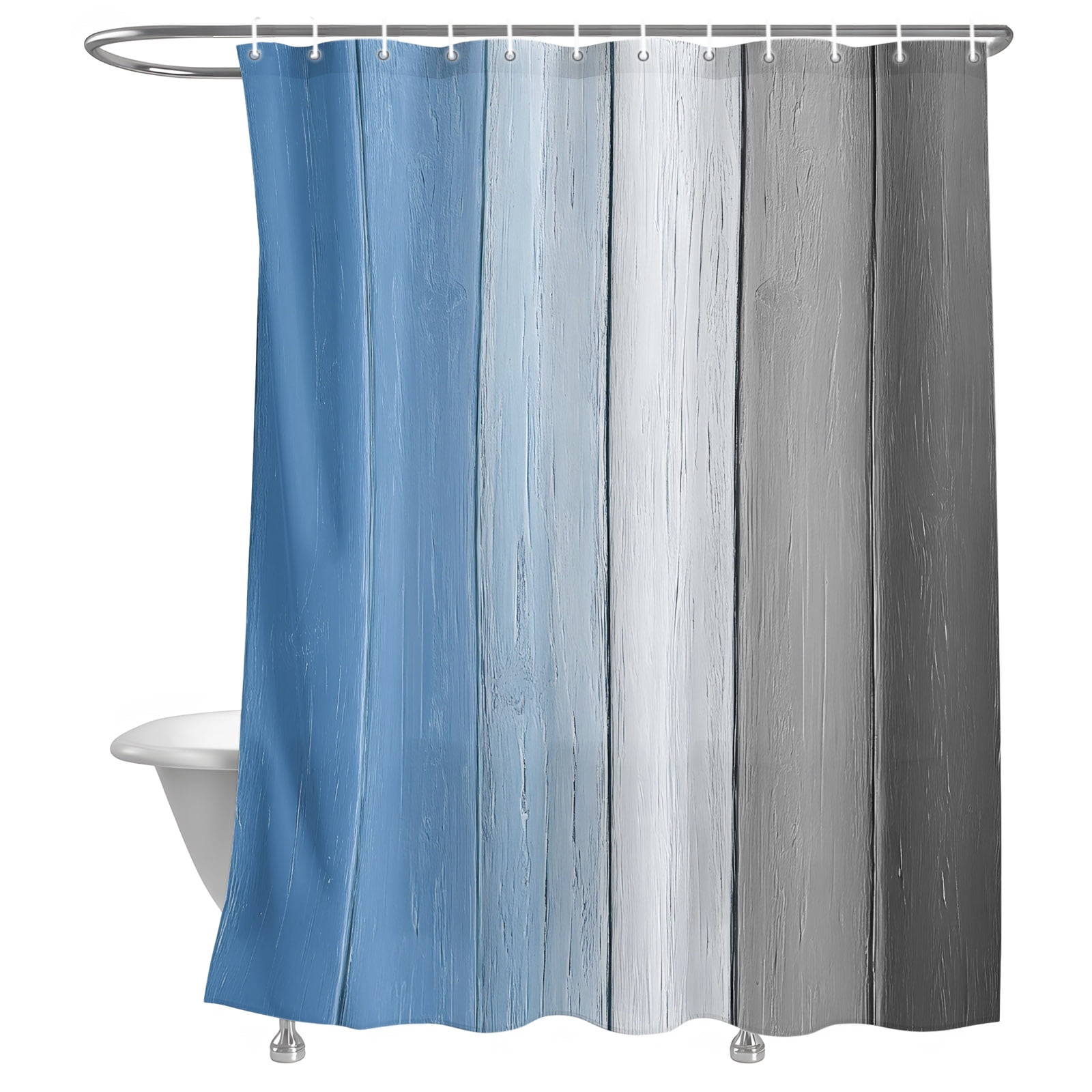 Bathroom Shower Curtain Farm Blue Gradient Wood Board Waterproof Shower ...