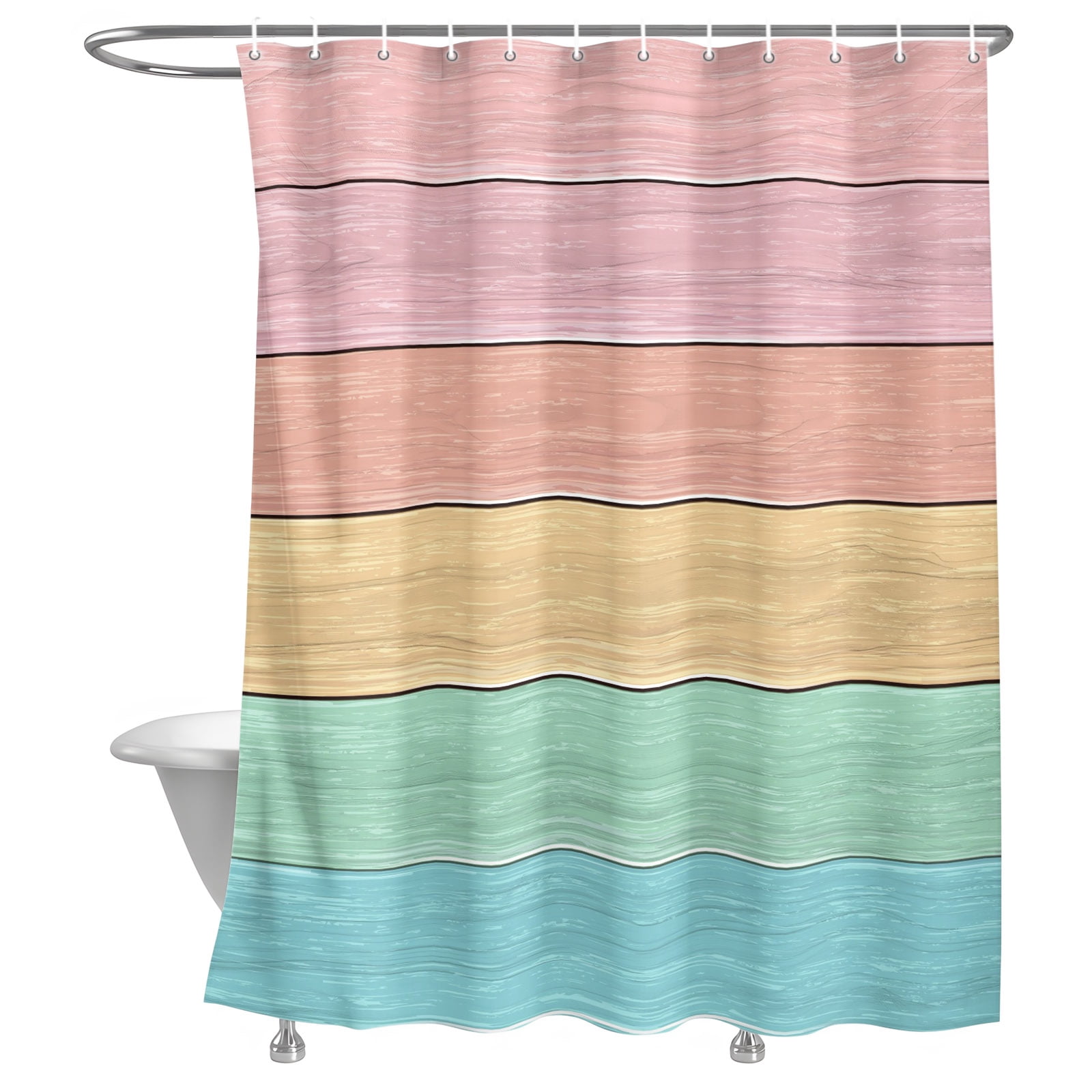 Bathroom Shower Curtain Farm Colorful Wooden Plank Waterproof Shower ...