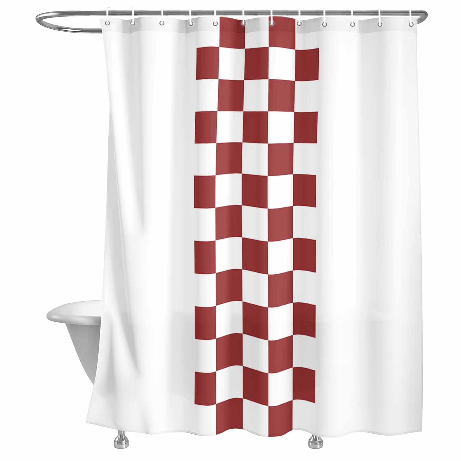Bathroom Shower Curtain Farm Red White Buffalo Lattice Waterproof ...