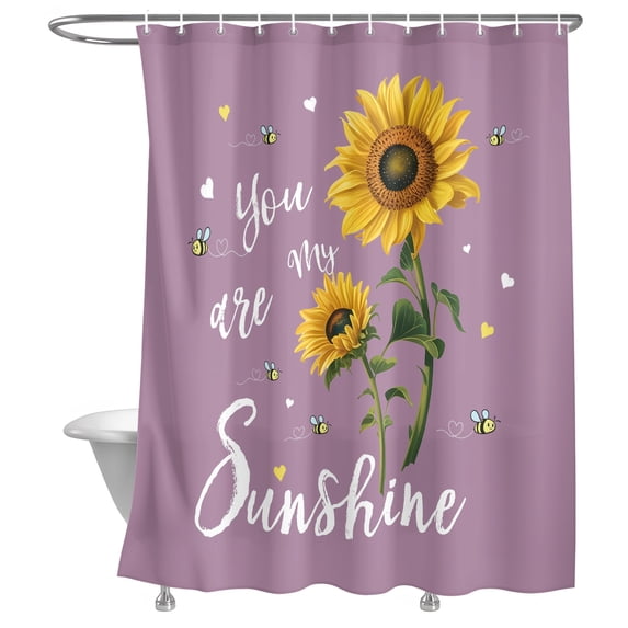 Bathroom Shower Curtain Farm Sunflower Love Bee Waterproof Shower ...