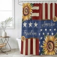 Bathroom Shower Curtain Farm Sunflower Retro American Flag Waterproof ...