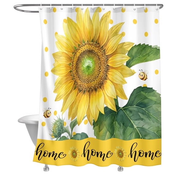 Bathroom Shower Curtain Farm Sunflowers Bees Waterproof Shower Curtains ...