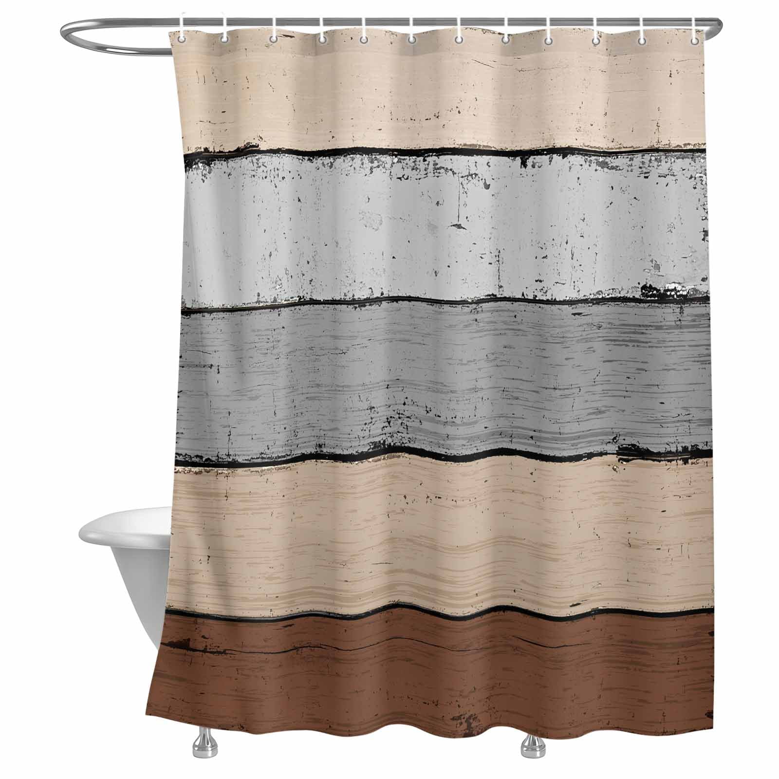 Bathroom Shower Curtain Farm Vintage Grey Wood Board Waterproof Shower ...