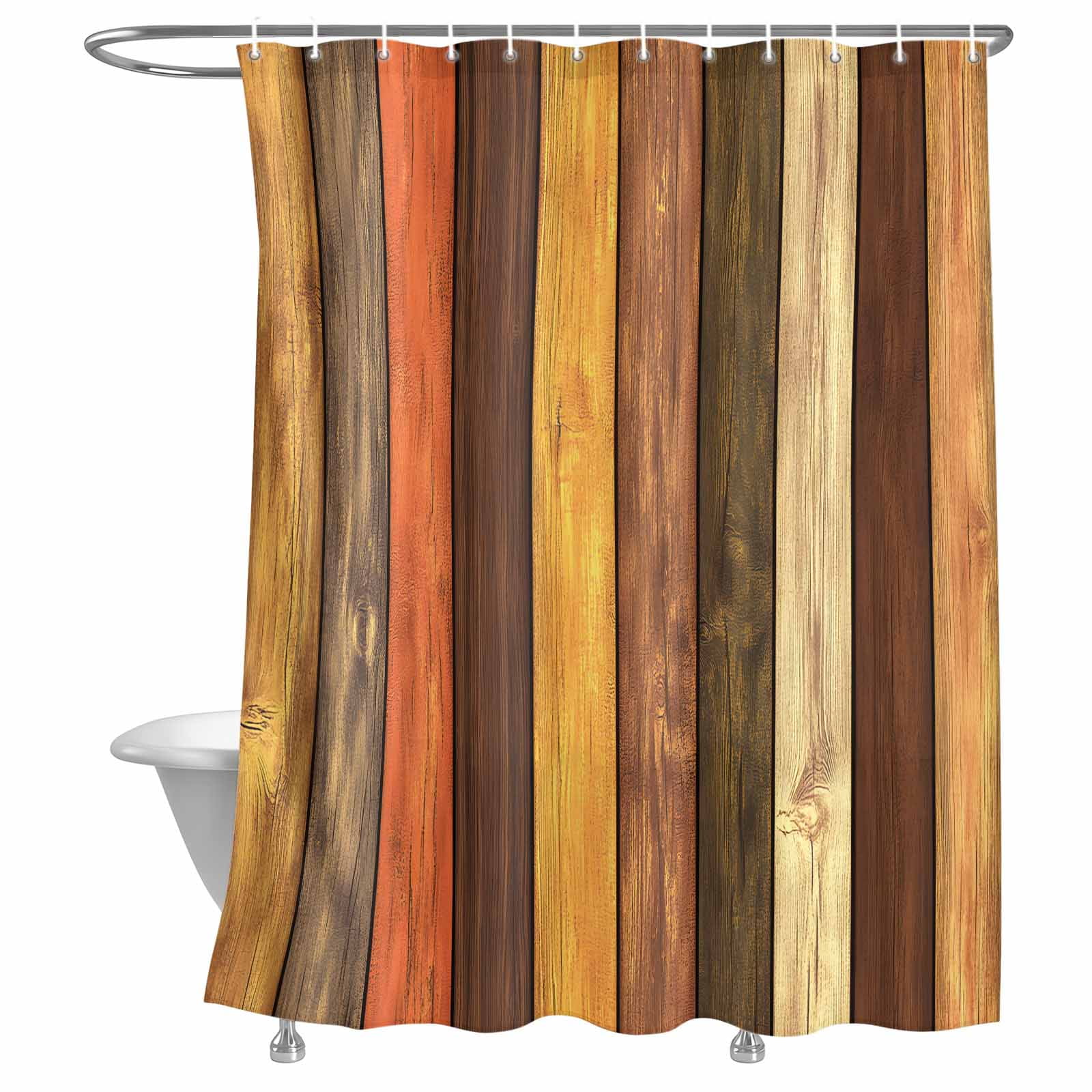 Bathroom Shower Curtain Farm Vintage Wood Board Waterproof Shower ...