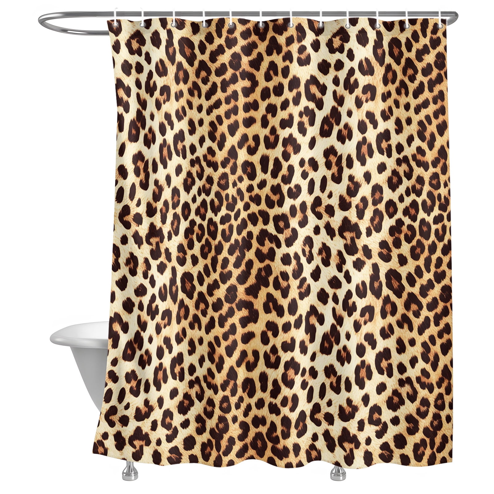 Bathroom Shower Curtain Farmhouse Brown Tan Leopard Print Waterproof ...