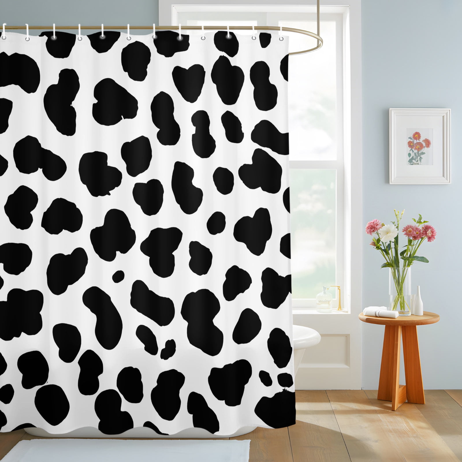 Bathroom Shower Curtain Farmhouse Cow Texture Waterproof Shower ...