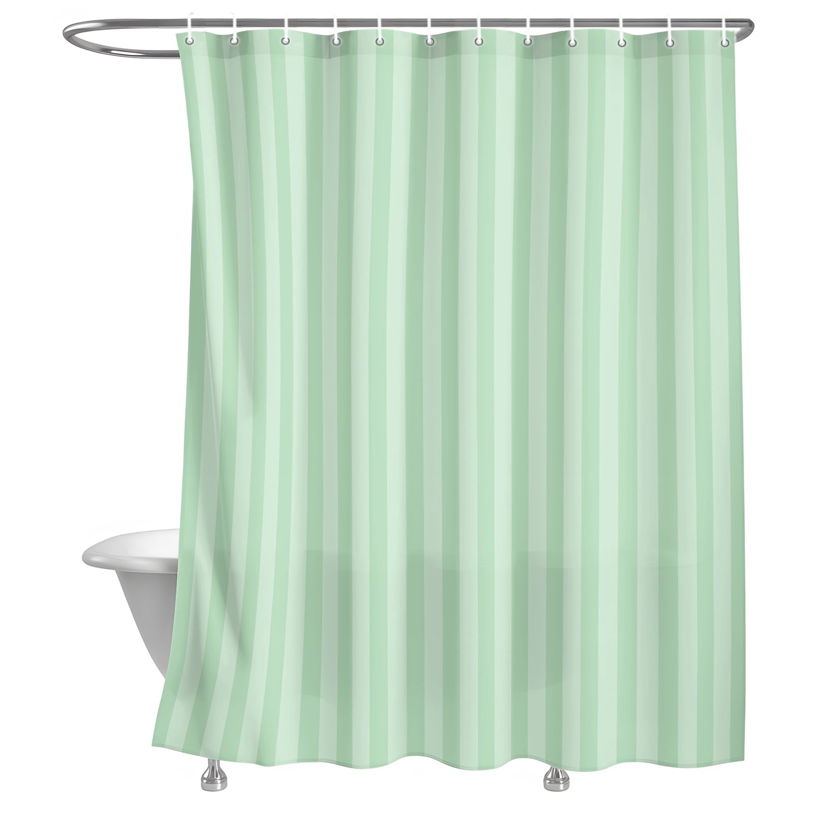 Bathroom Shower Curtain Farmhouse Sage Green Stripe Waterproof Shower ...