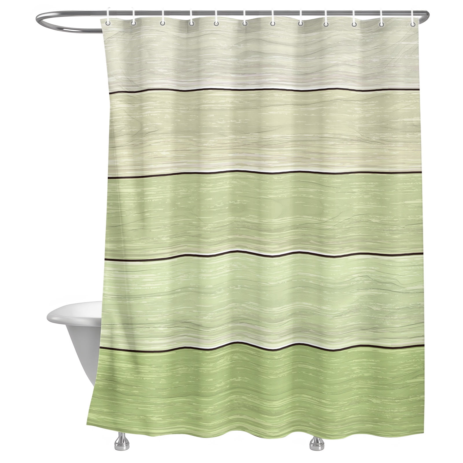 Bathroom Shower Curtain Farmhouse Sage Green Wood Board Waterproof ...