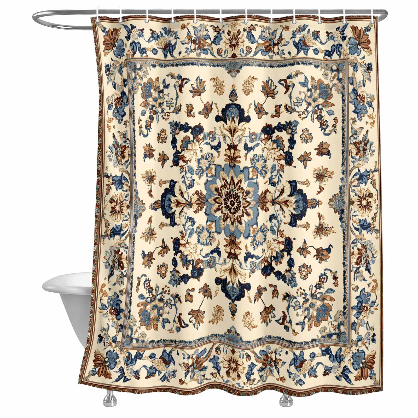 Bathroom Shower Curtain Farmhouse Vintage Patterns Ethnic Waterproof ...