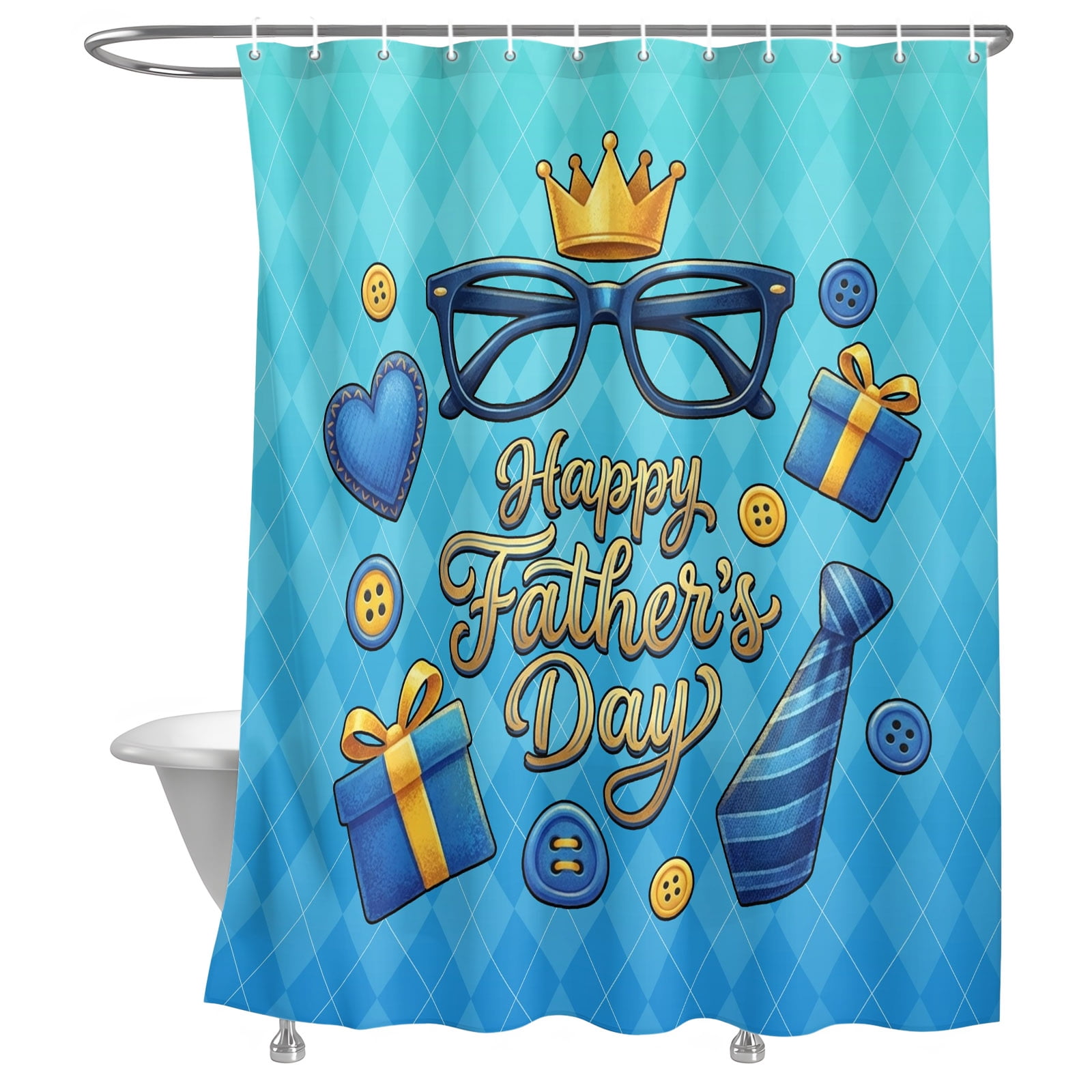 Bathroom Shower Curtain Father's Day Abstract Geometric Waterproof ...
