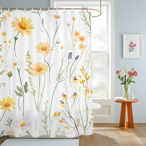 Bathroom Shower Curtain Flowers Blossom Scenery Waterproof Shower ...