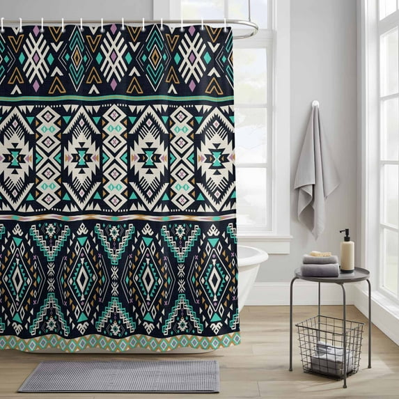 Bathroom Shower Curtain Folk Tribal Ethnic Aztec Art Waterproof Shower ...