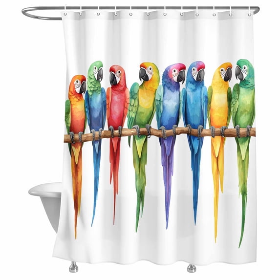 Bathroom Shower Curtain Funny Watercolor Parrot Waterproof Shower ...