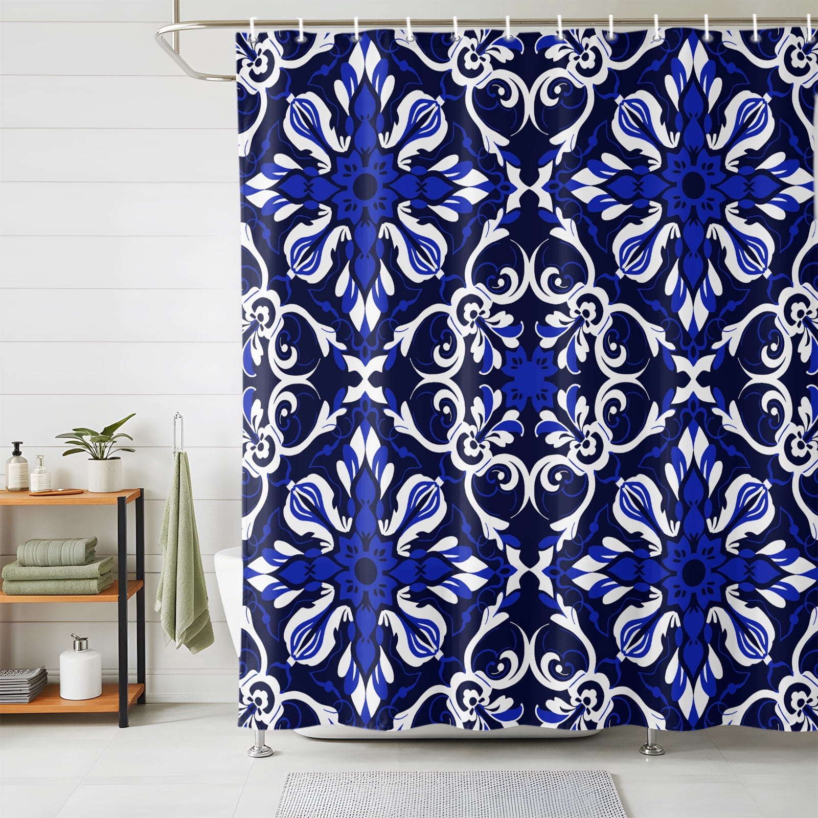 Bathroom Shower Curtain Geometric Abstract Flower Artwork Waterproof ...