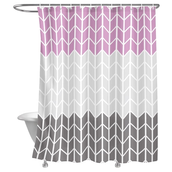 Bathroom Shower Curtain Geometric Chevron Striped Waterproof Shower ...
